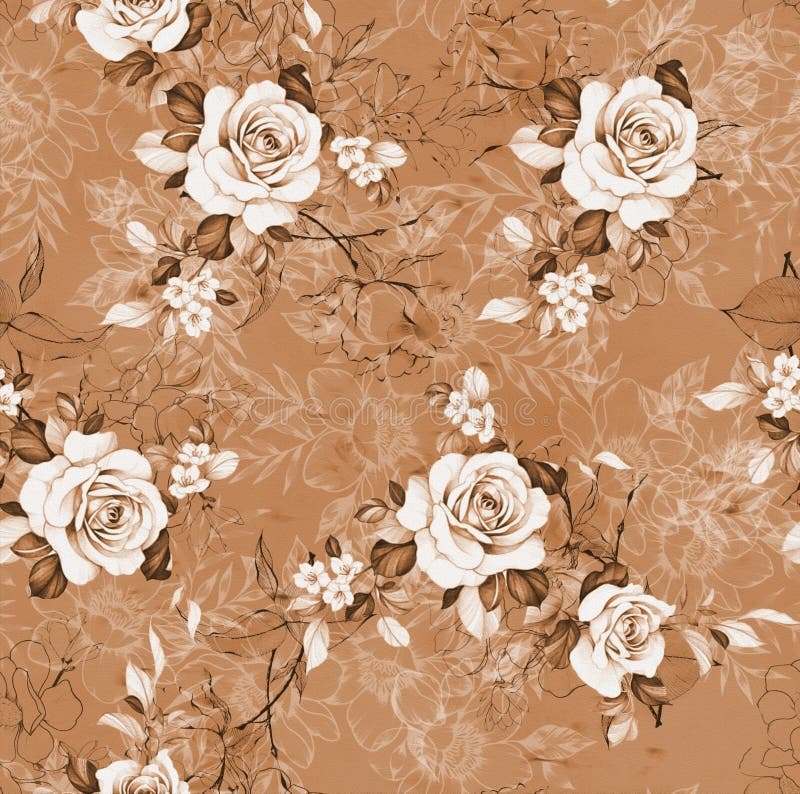 Mono Style Flower and Ground Digital Design Stock Illustration ...