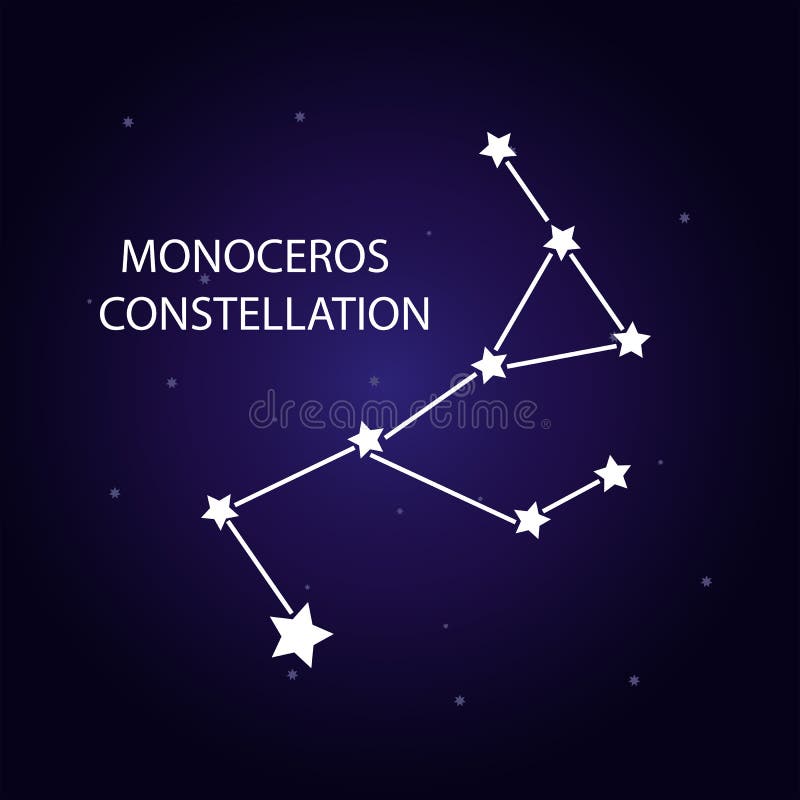 The Monoceros Constellation with Bright Stars. Vector Illustration ...