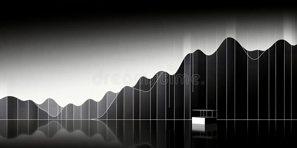 Monochromatic Abstract Landscape with Vertical Bars a Wavy Line and a ...