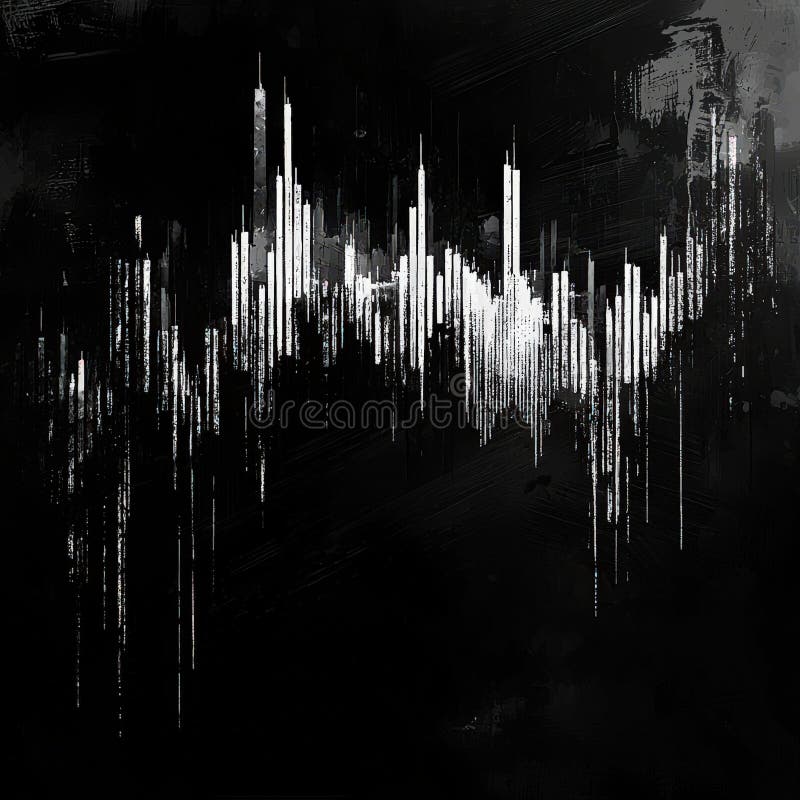 Monochromatic Abstract Soundwave Pattern on a Dark Background Stock ...