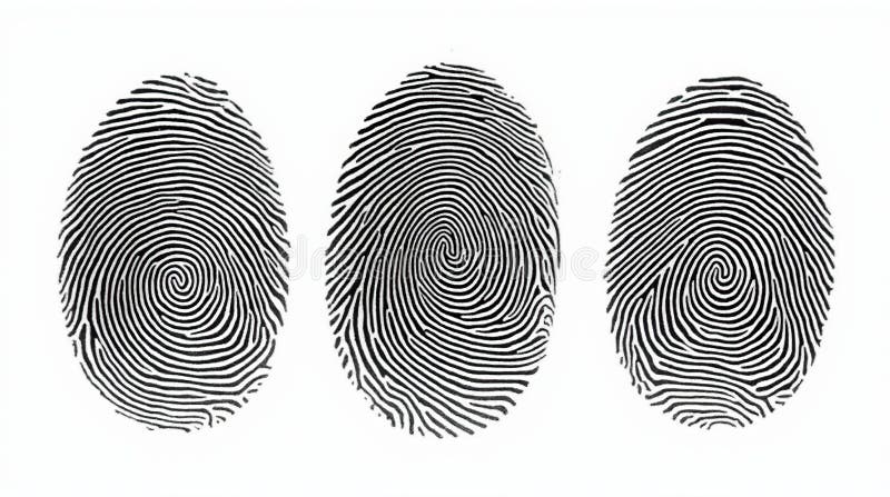Monochromatic Black and White Image of Three Unique Fingerprint ...