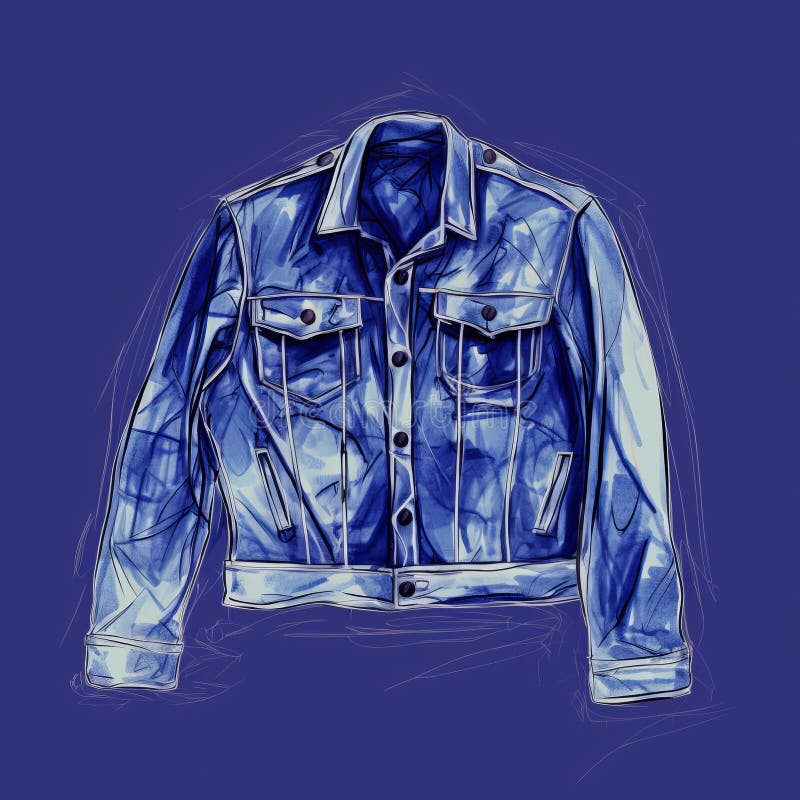 Monochromatic Blue Denim Jacket Illustration Stock Illustration ...
