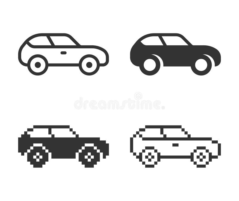 Monochromatic Car Icon in Different Variants Stock Vector ...