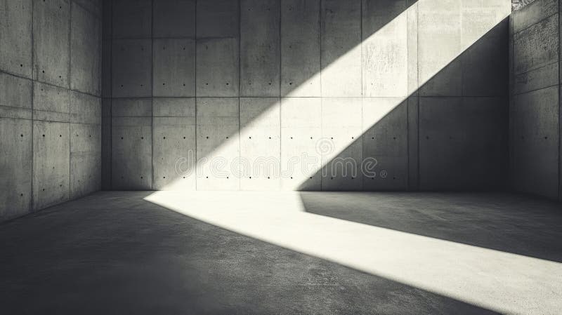 Monochromatic Concrete Room with Diagonal Light Beams Stock ...