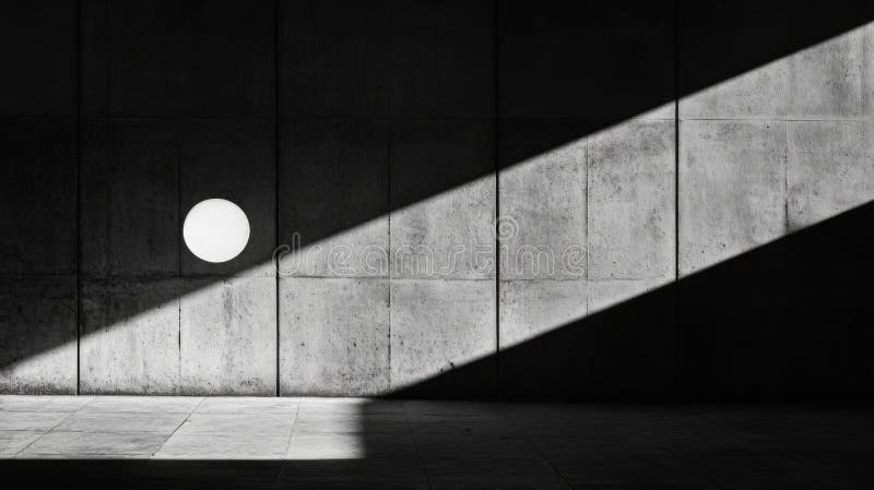 Monochromatic Concrete Wall with Diagonal Light and Shadow Stock ...