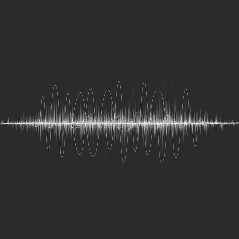 Monochromatic Depiction of a Sound Wave Pattern on a Dark Background ...