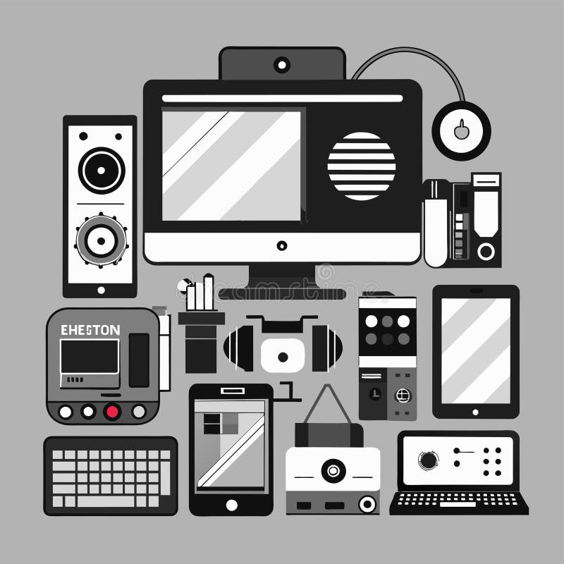 Monochromatic Design Illustrating Simple Technology in a Modern Office ...