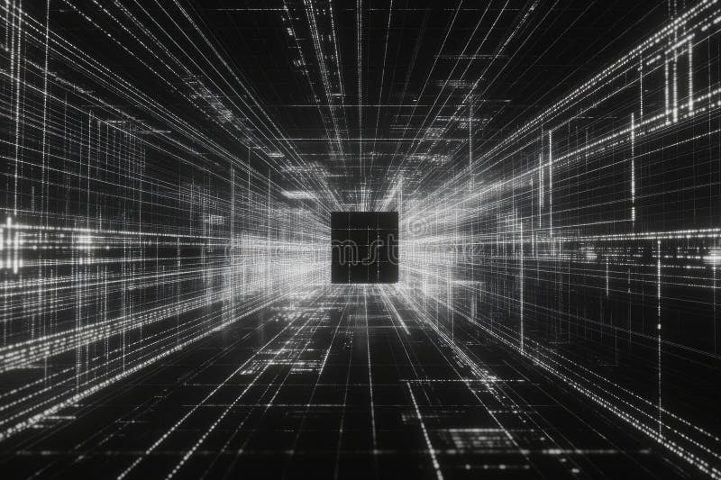A Monochromatic Distorted Grid Pattern with a Glitch Effect, Generated ...
