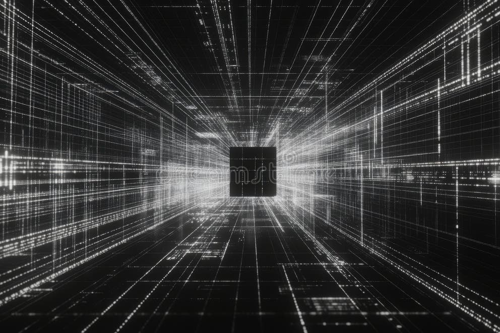 A Monochromatic Distorted Grid Pattern with a Glitch Effect, Generated ...