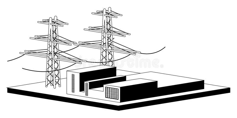Monochromatic Electric Energy Plant Stock Vector - Illustration of ...