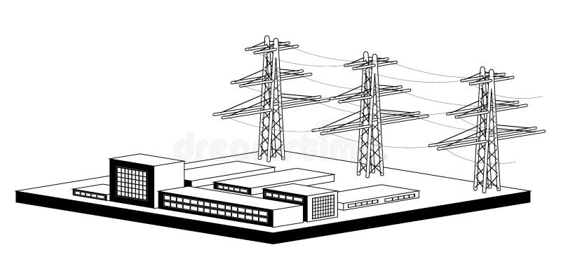 Monochromatic Electric Energy Plant Stock Vector - Illustration of ...