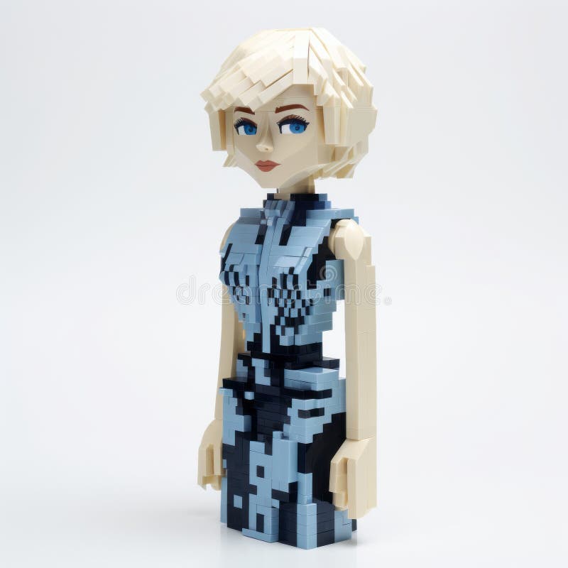 Monochromatic Elegance: 3d Lego Human Model with Blue Eyes Stock ...