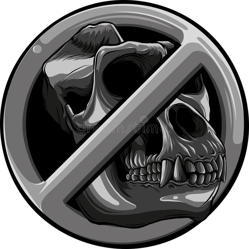 Monochromatic Forbidden Skull Monkey on White Background Stock Vector ...