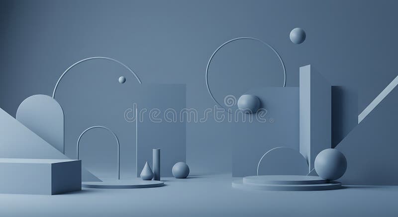 Monochromatic Geometric Composition Showcasing Diverse Shapes and ...