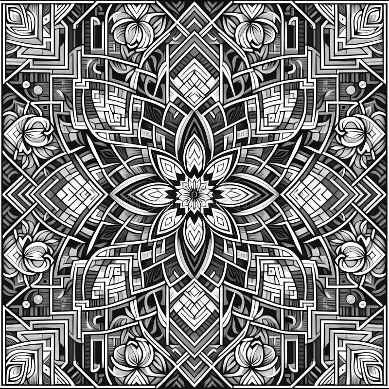 Monochromatic Geometric Pattern A Pattern Using A Single Color W Stock