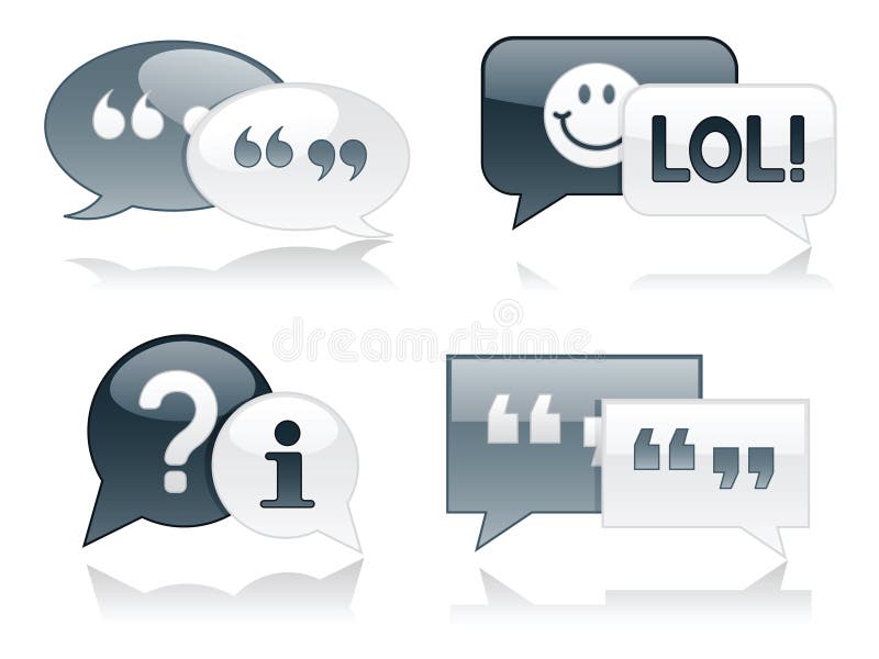 Monochromatic Glossy Chat Bubbles Stock Vector - Illustration of help ...