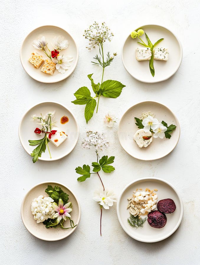 Monochromatic Grain-Based Appetizers with Geometric Layout Stock ...