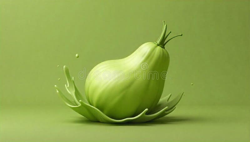 Green Pear with Fluid Splash on Monochromatic Background Stock ...