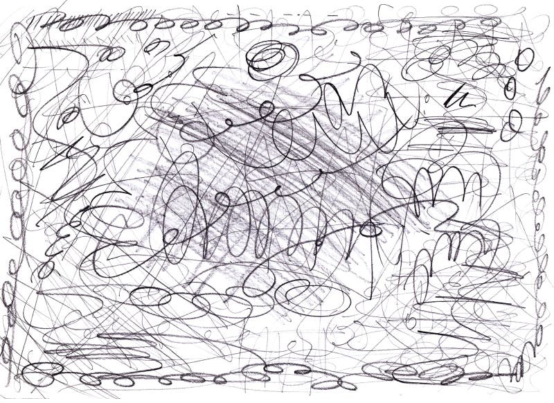 Monochromatic Grunge Pencil Doodle Scribbles Lines on White Background ...
