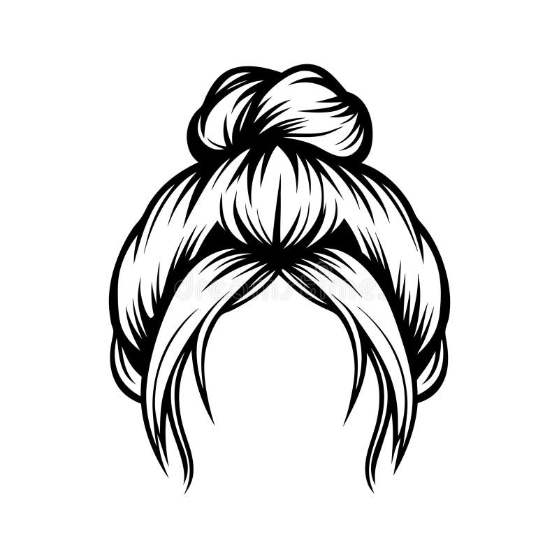 Monochromatic Hair Illustration Featuring a Trendy, Relaxed Updo Stock ...