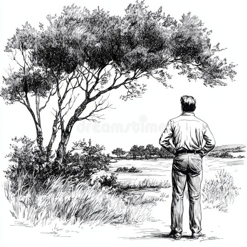 In a Monochromatic Illustration, a Peaceful and Contemplative Mood is ...