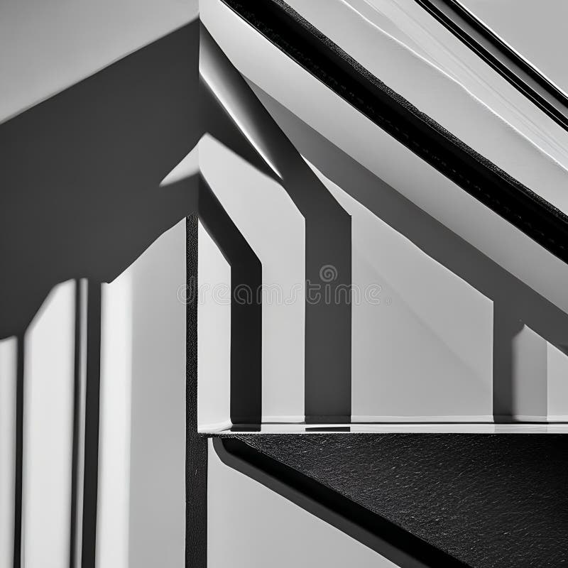 A Monochromatic Image of Light and Shadow on a Staircase, Creating an ...