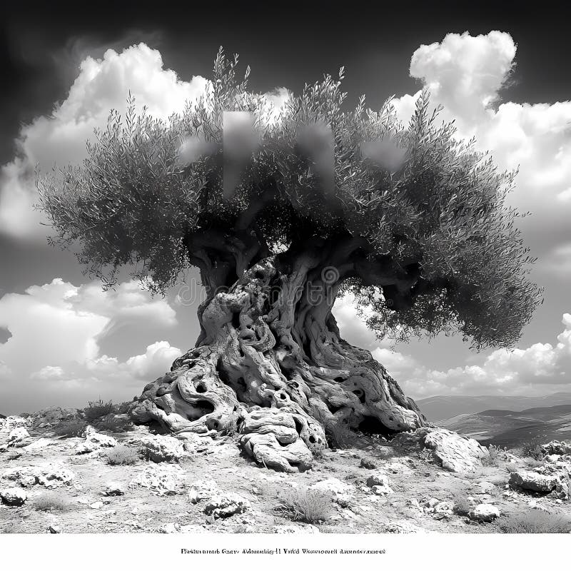 Ancient Olive Trees stock illustration. Illustration of architectural ...