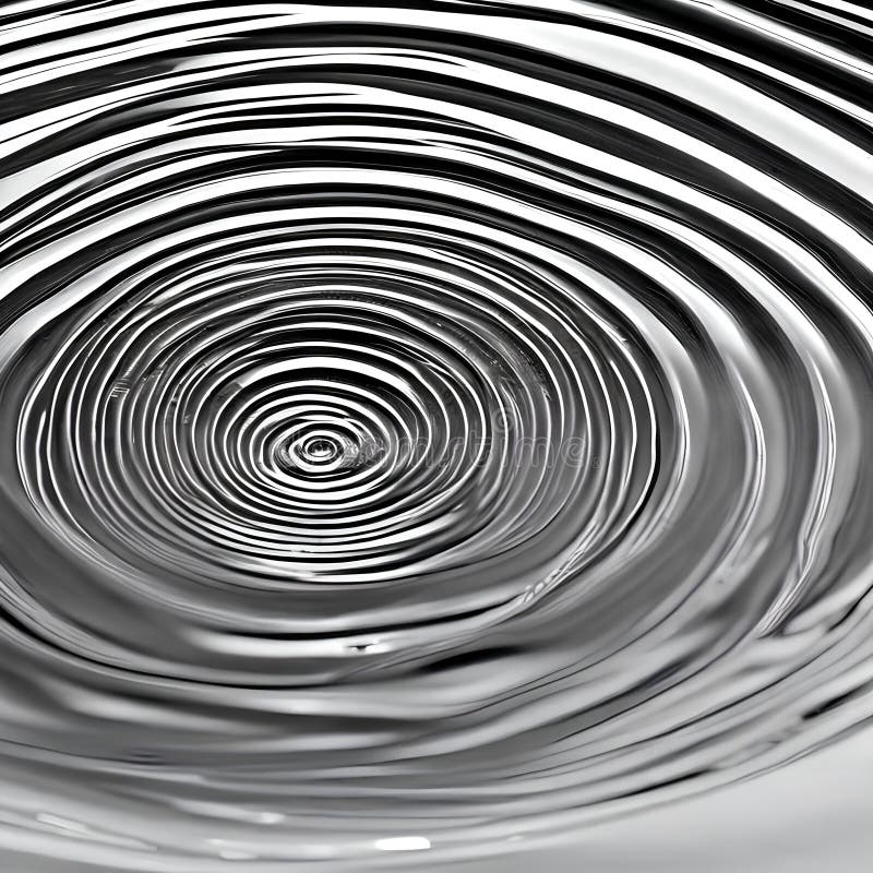 A Monochromatic Image of a Single Droplet of Water Creating Ripples in a Still Pool, Capturing a ...
