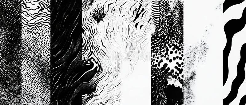 Monochromatic Ink Patterns Showcasing Varied Shades and Textures in ...