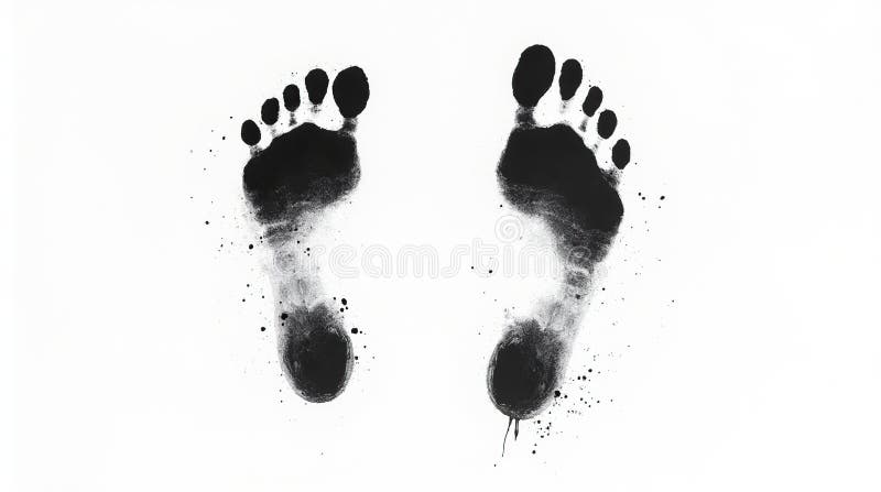 Monochromatic Ink Print of Two Human Footprints on White Background ...