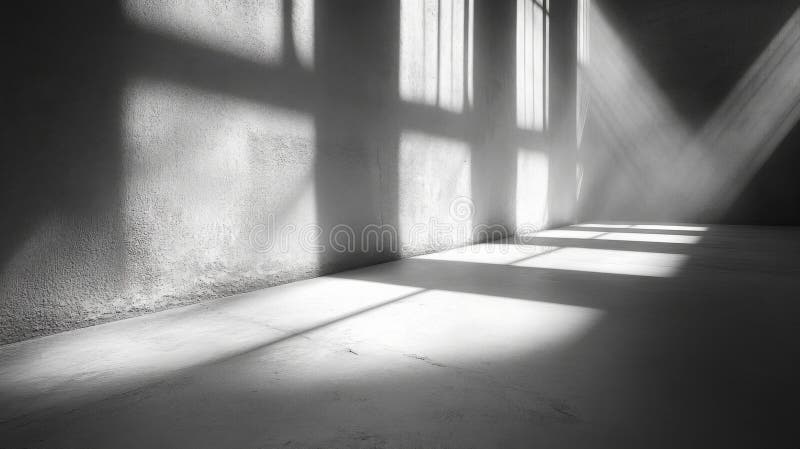 Monochromatic Interior with Sunlight Streaming through Windows Stock ...