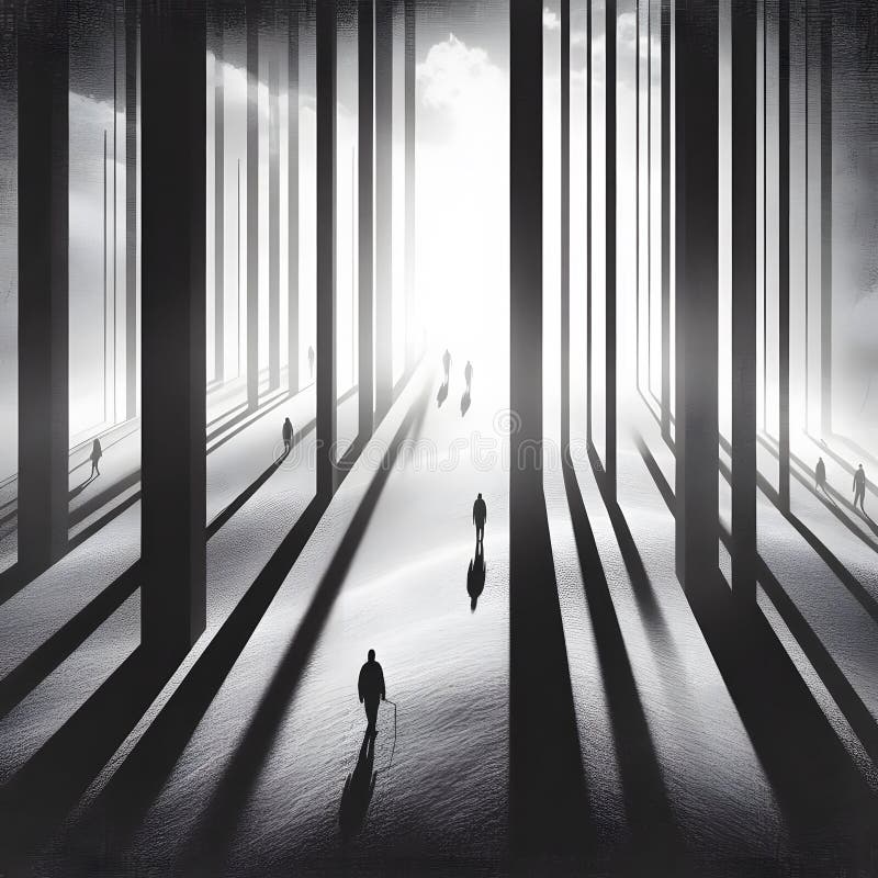 A Monochromatic Landscape with a High Contrast between Light and Shadow ...