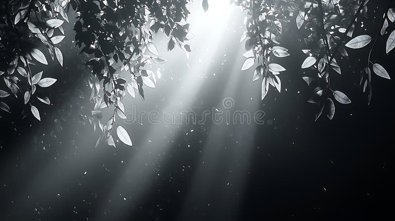 Monochromatic Leaves and Light Rays a Dramatic Nature Image Stock Image ...