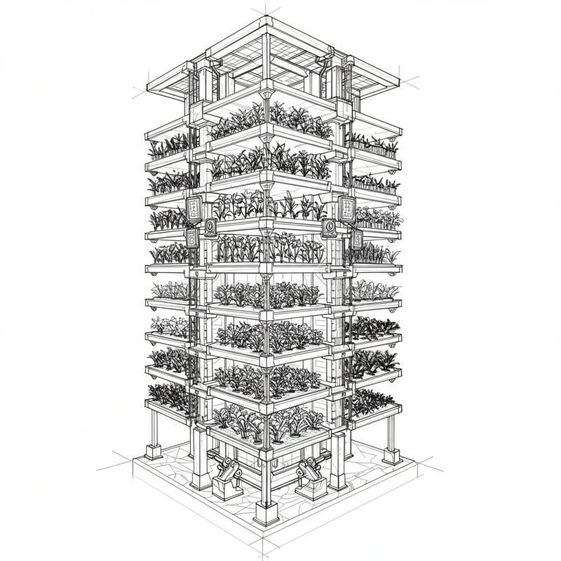 Vertical Farming Structure Stock Illustrations – 788 Vertical Farming ...