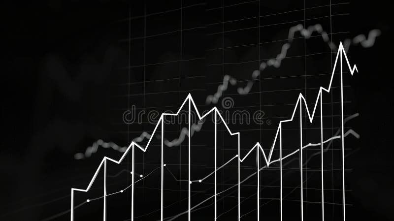 Monochromatic Line Graph with Sharp Peaks and Valleys 3d Rendering ...