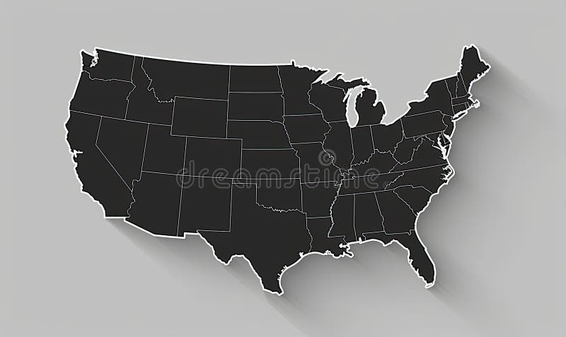 Black and White Map of the US with a Clean Design and Intricate Pattern ...