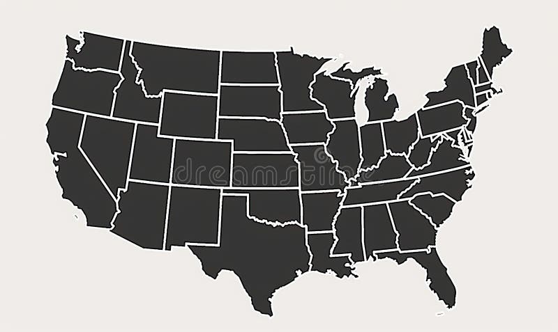 Black and White Map of the US with a Clean Design and Intricate Pattern ...