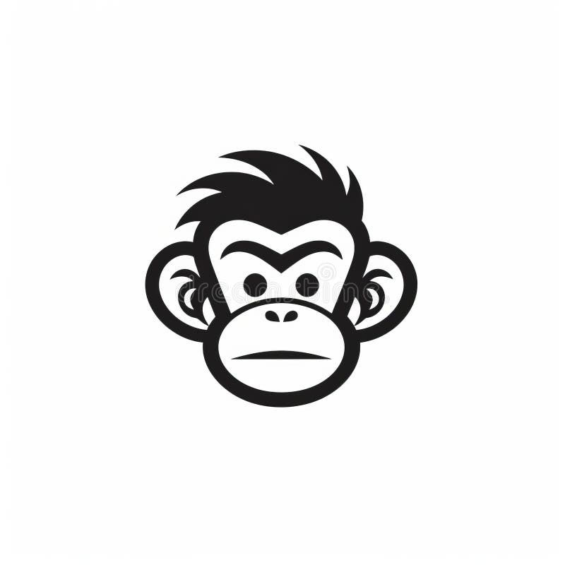 Monochromatic Minimalist Monkey Logo Vector Template Stock Illustration ...