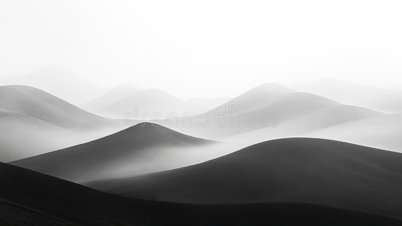 Monochromatic Misty Mountainscape, Serene Landscape, Peaceful ...