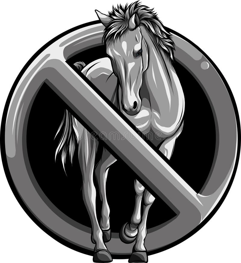 Prohibition Horses Vector Sign on Black Background Stock Vector ...