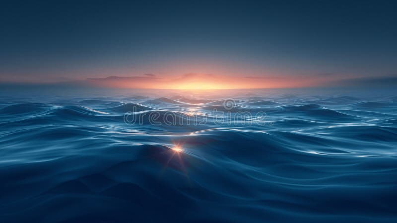Monochromatic Ocean Depth, a Serene Blue Blur. Stock Illustration ...