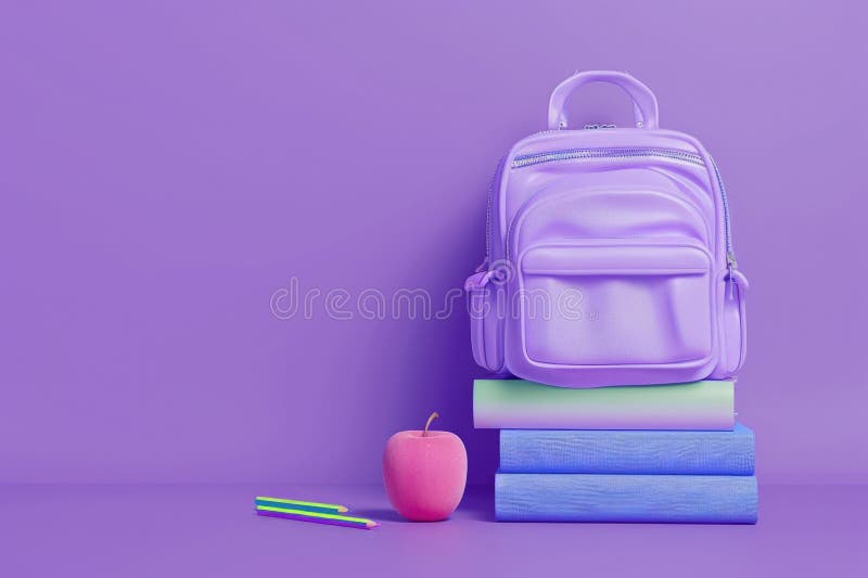 Monochromatic Purple Composition Featuring a Backpack, Pencils, an ...