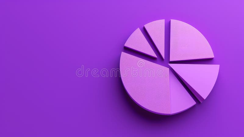 Monochromatic Purple 3D Pie Chart on Minimal Background Stock Photo ...