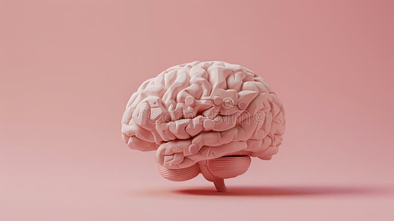 Monochromatic Representation of a Human Brain Model on a Pink Backdrop ...