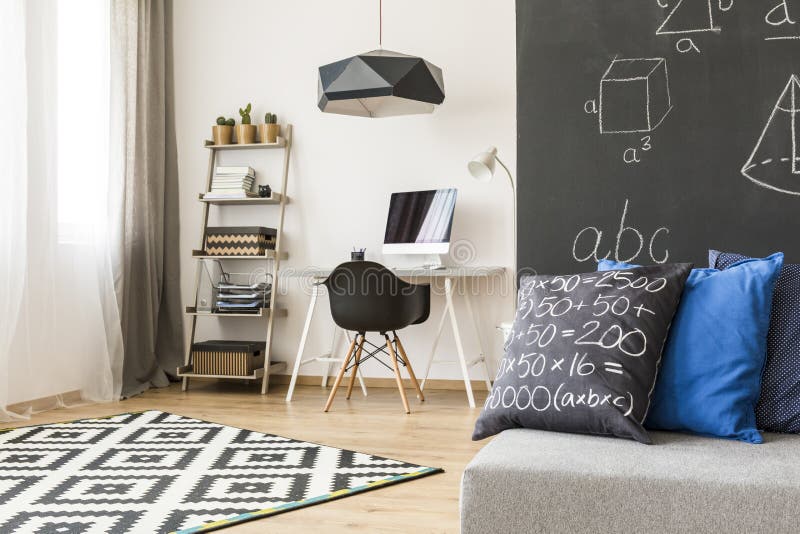 Monochromatic Room for Mathematician Stock Photo - Image of modern ...