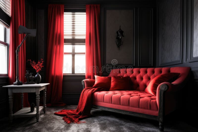 Monochromatic Room with a Single Pop of Color Stock Illustration ...