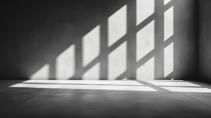 Monochromatic Room with Window Light and Shadow Patterns Stock ...