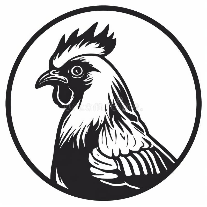 Monochromatic Rooster Icon: Distinctive Chicken Design for Graphic ...