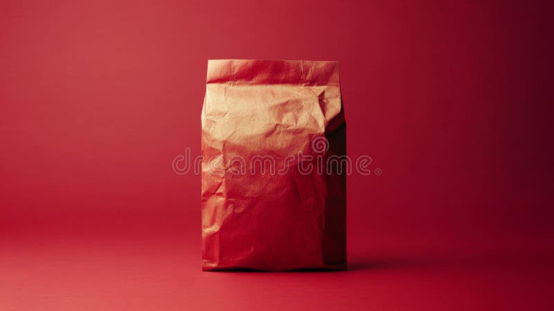 Monochromatic Shot of a Red Paper Bag on Red Background in Studio Light ...