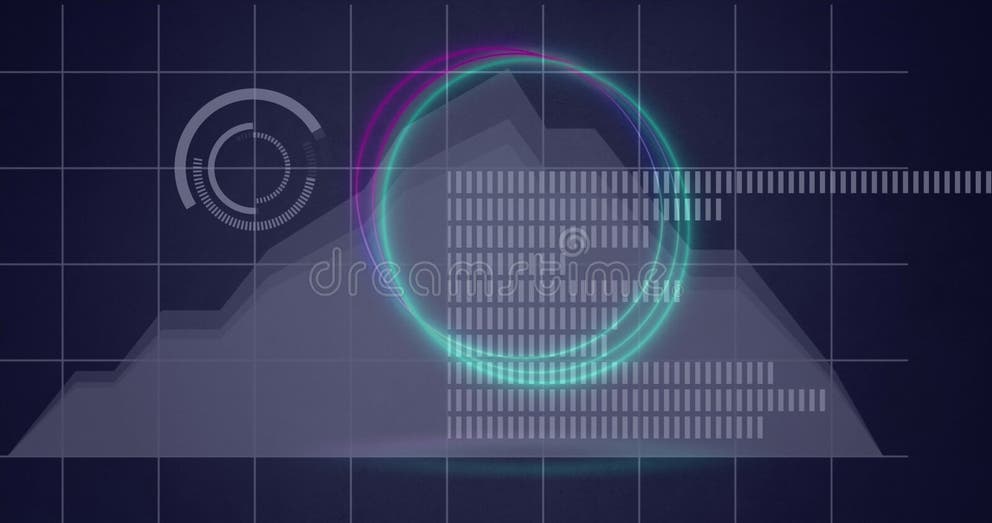 Monochromatic Stacked Area Chart and Graph in the Middle, with a Circle ...
